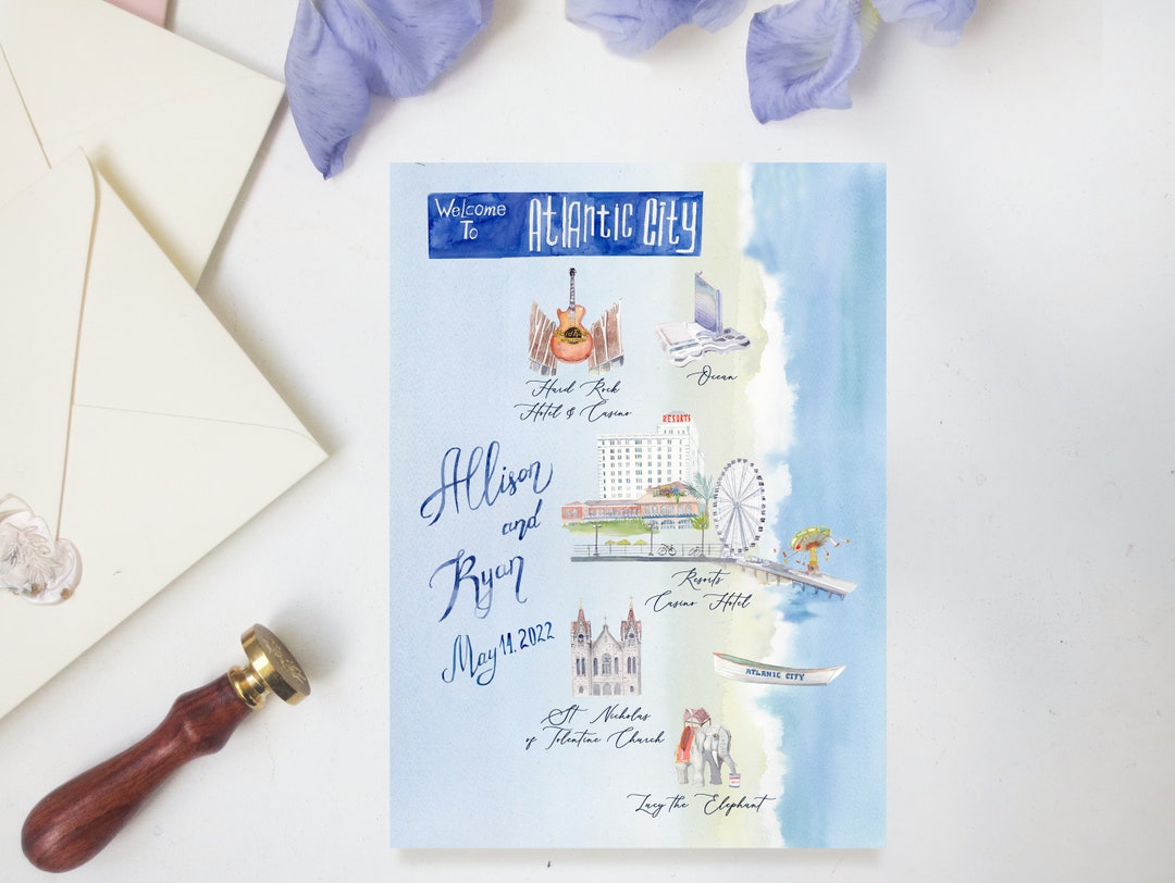 Bespoke Wedding Illustration Guest Map, Hand Painted Save the Weekend ...
