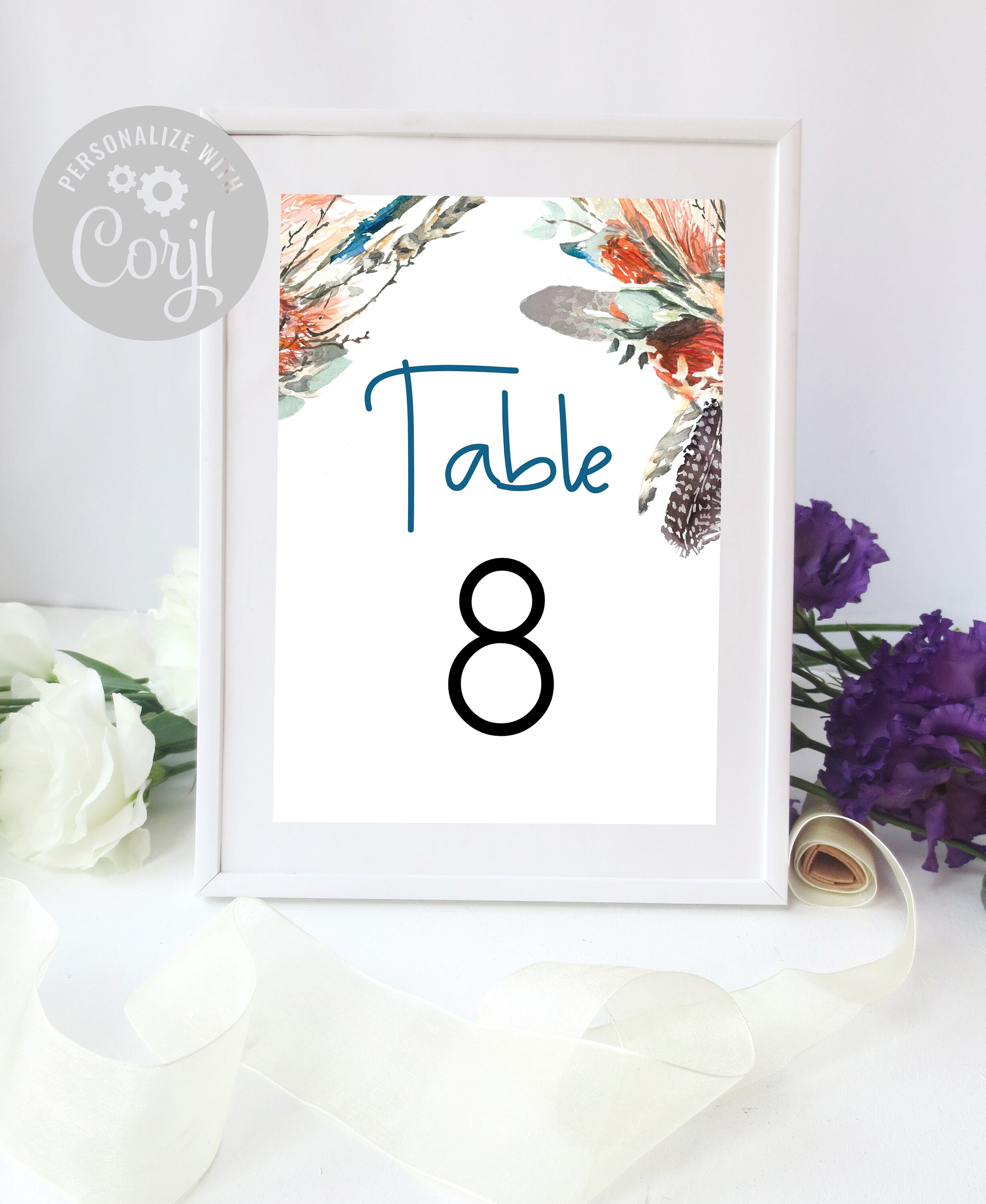 Floral Boho Wedding Table, Number Template, Wedding Table Number ...