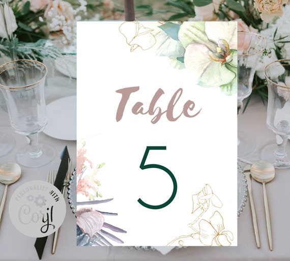 Tropical Boho Wedding Table Template Download Number | Etsy