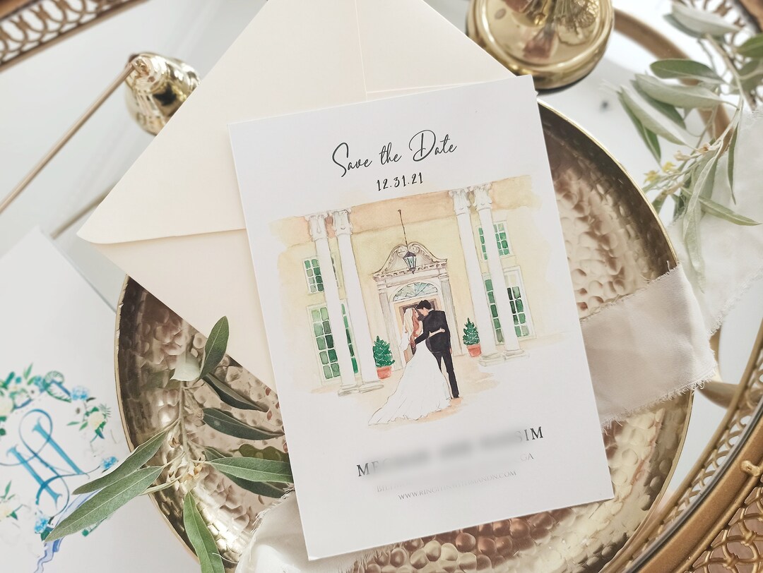 Custom Save the Date, Handpainted With Real Watercolors, Venue Wedding ...