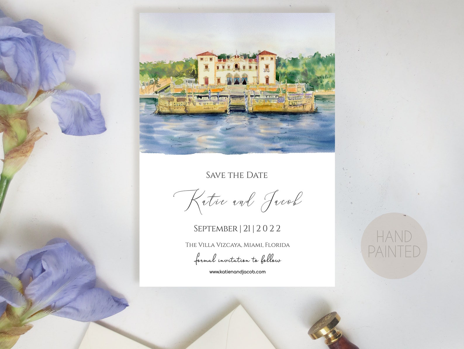 Watercolor Save the Date Custom Wedding Hand Drawn - Etsy