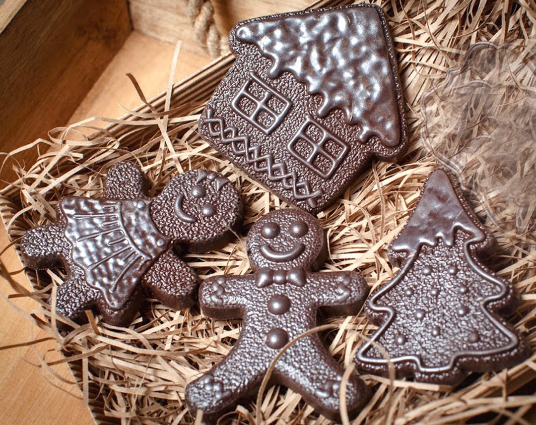 GINGERBREAD CHOCOLATE MOLDS Set of 4 Pieces, сandy Moulds, Plastic ...