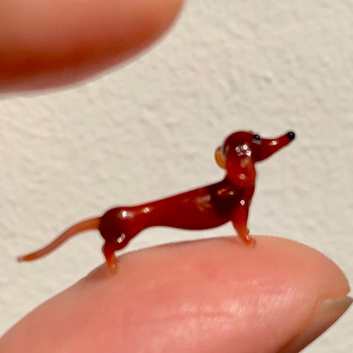 Tiny Dachshund Miniature or Wiener Dog Murano Glass Figurine | Etsy