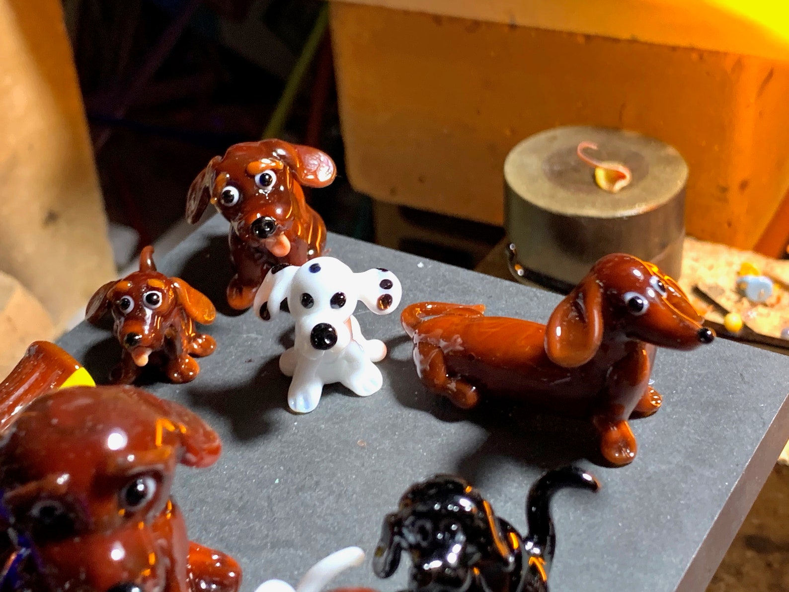 Puppy Gift for Dog Lovers, Murano Glass Tiny Figurine Lampworked in ...