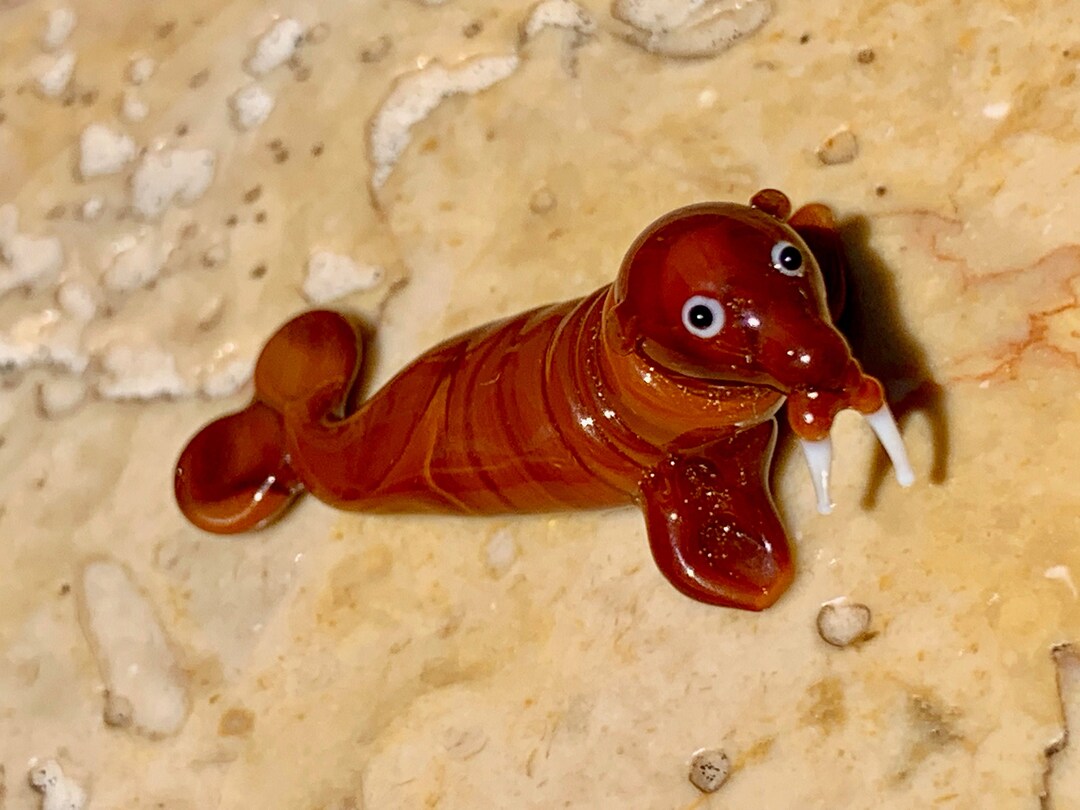 Tiny Walrus Figurine, Authentic Murano Glass Miniature Made in Venice ...