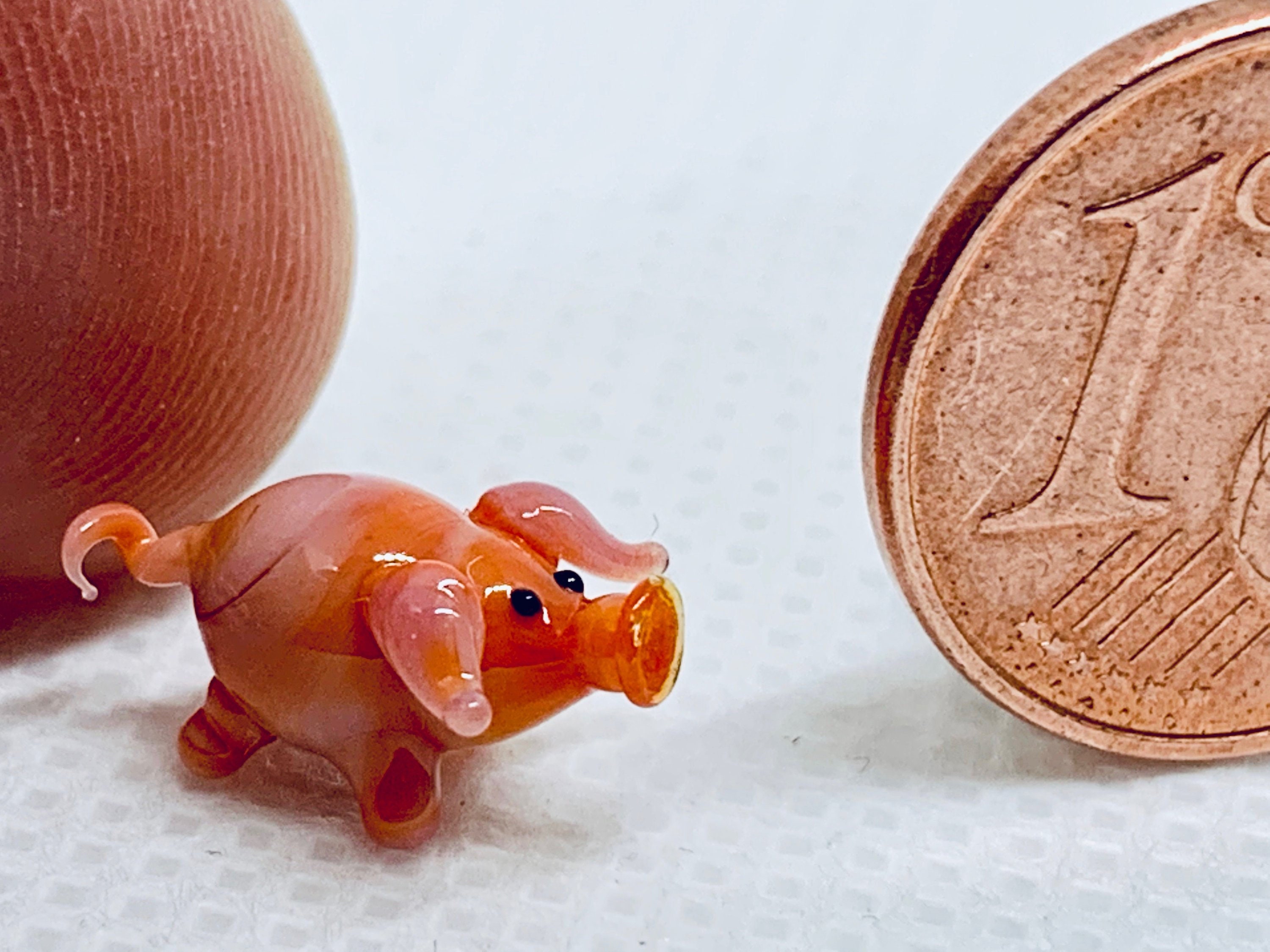 Figurines Sculpture Orange Clear Blown Glass Pig Figurine Cute Pig Gift ...