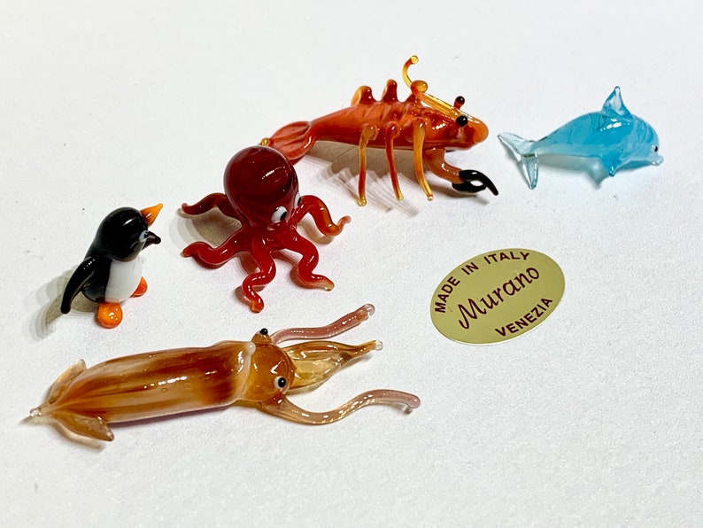 Authentic Murano glass 5 micro sea creatures collection | Etsy