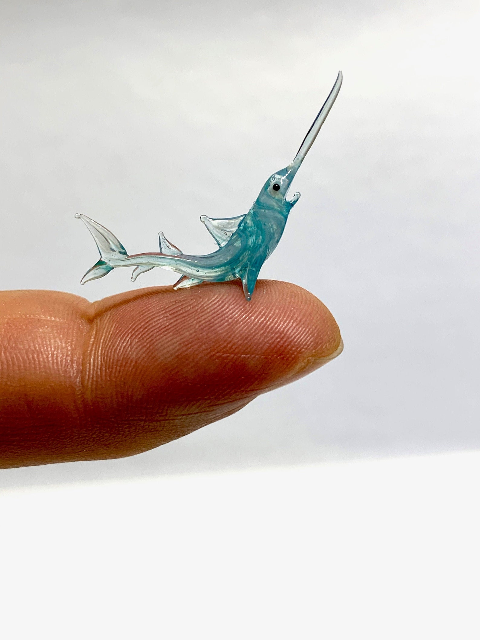 Swordfish Miniature, Murano Glass Micro Figurine Lampworked in Venice ...