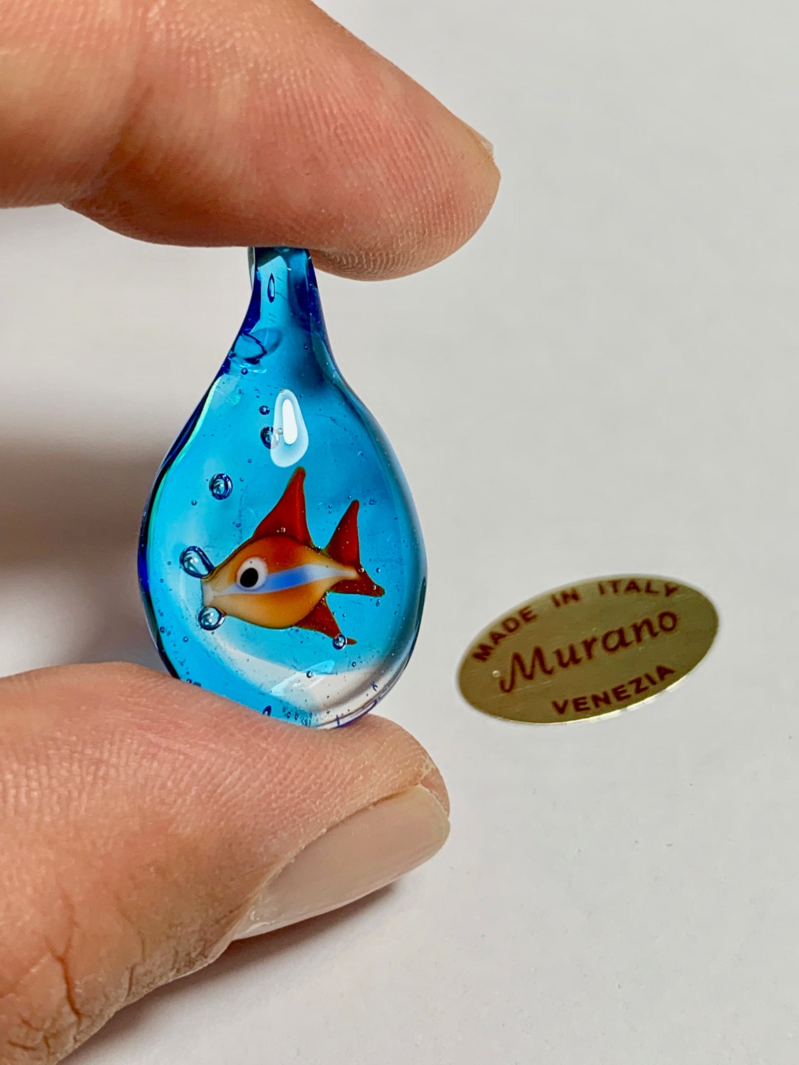 Murano Glass Tiny Goldfish in a Drop Aquarium Sculpture Made | Etsy