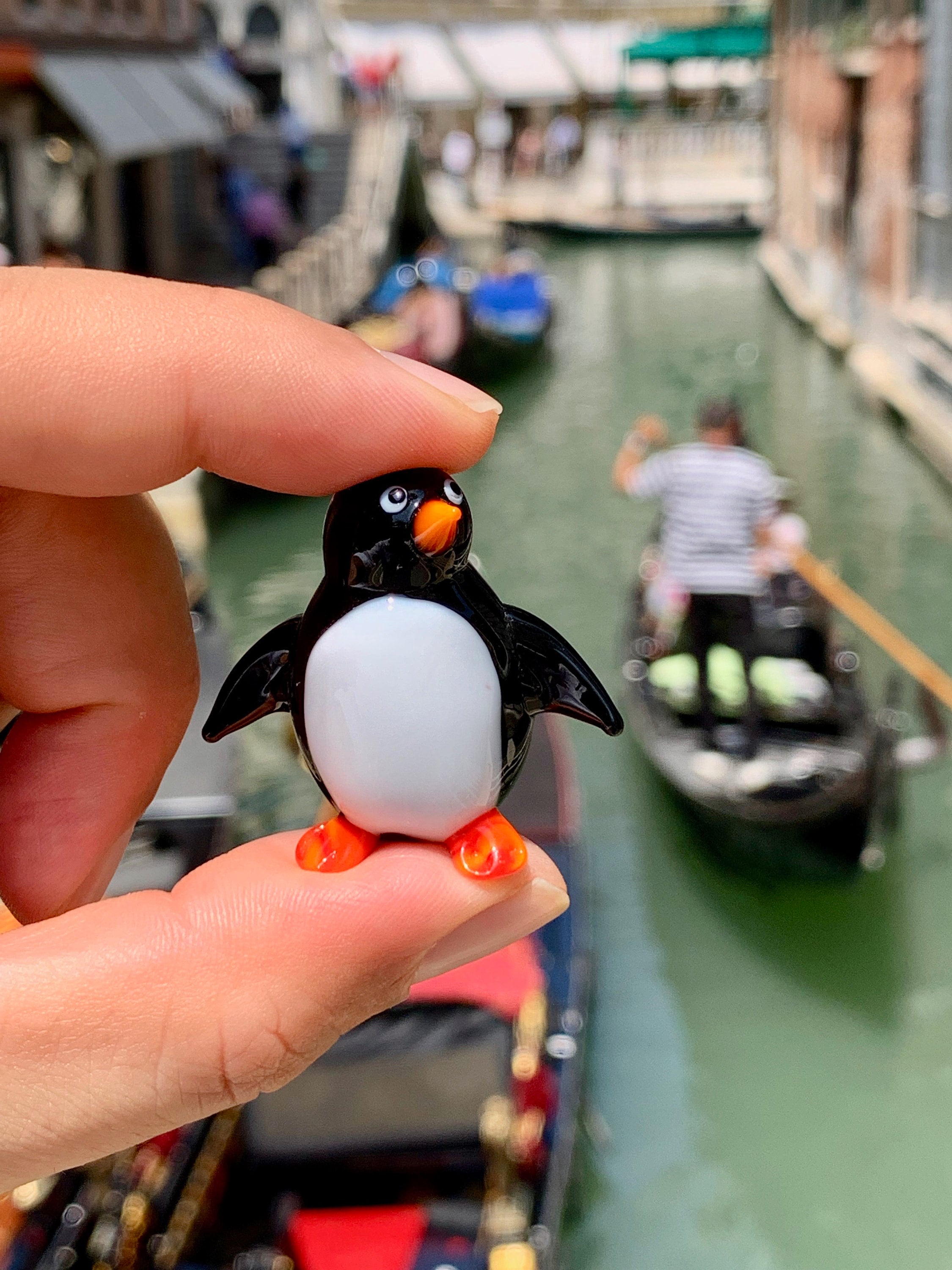 Glass Art Glass Sculptures & Figurines Art Glass Penguin with 2 Chicks ...