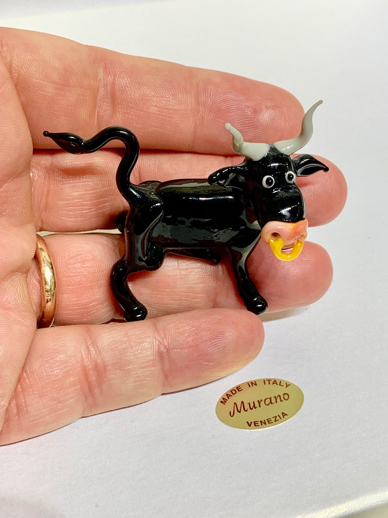 Bull Murano Glass Animal Figurine Miniature Lampworked in - Etsy
