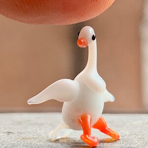 Little Goose, Micro Glass Animal Figurine, Sculpture, Statuette Made ...