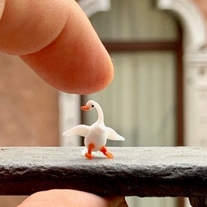 Little Goose, Micro Glass Animal Figurine, Sculpture, Statuette Made ...