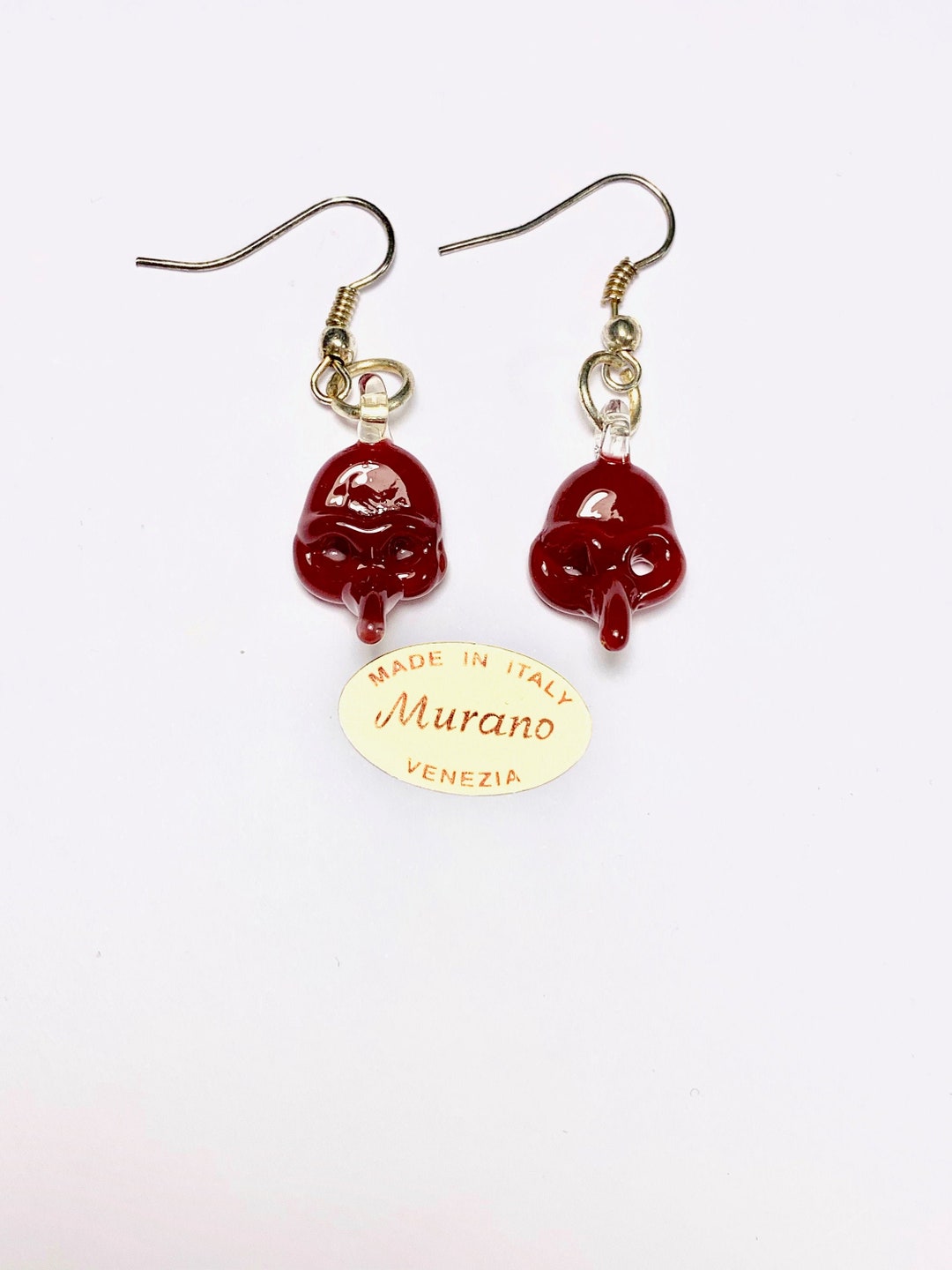 Venetian Mask Zanni Earrings, Authentic Murano Glass Lampworked Jewels ...
