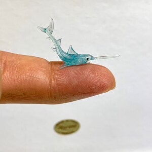 Swordfish Miniature, Murano Glass Micro Figurine Lampworked in Venice ...