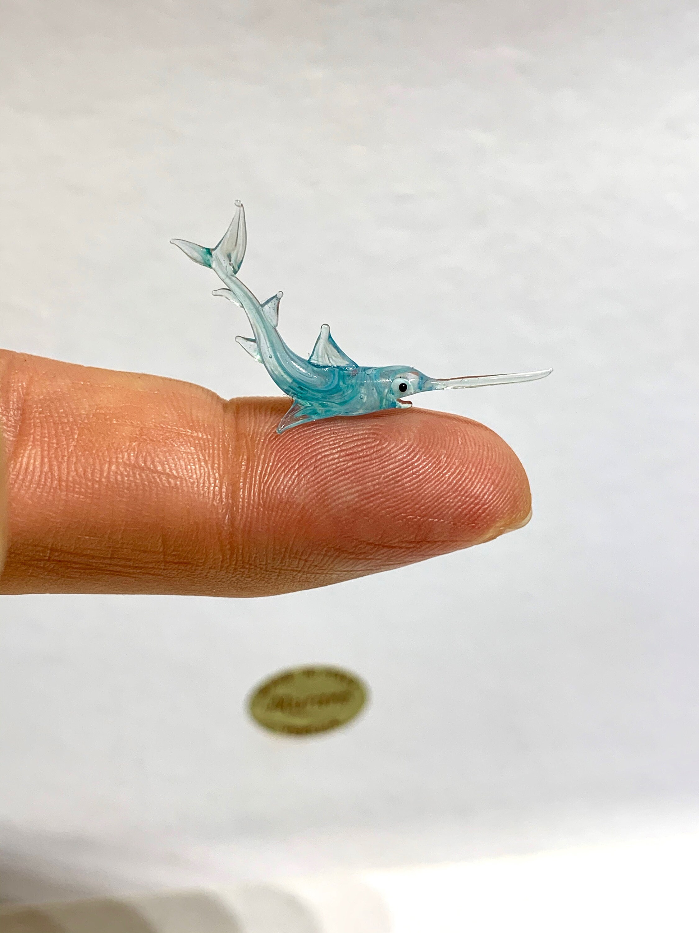 Swordfish Miniature, Murano Glass Micro Figurine Lampworked in Venice ...