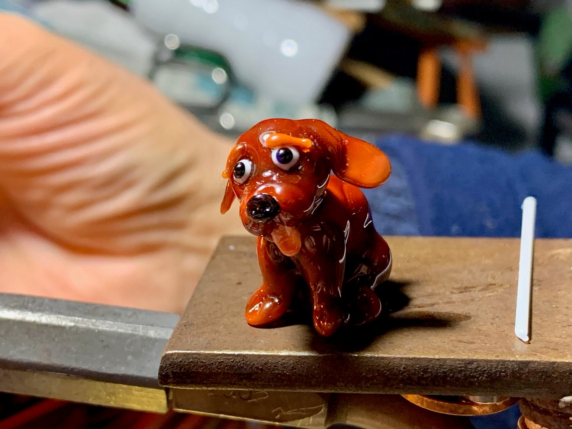 Puppy gift for dog lovers Murano glass tiny figurine | Etsy