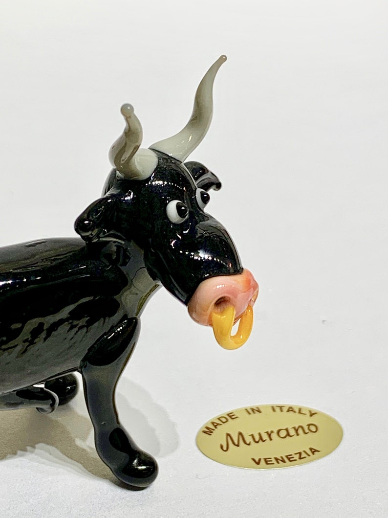 Bull Murano Glass Animal Figurine Miniature Lampworked in - Etsy