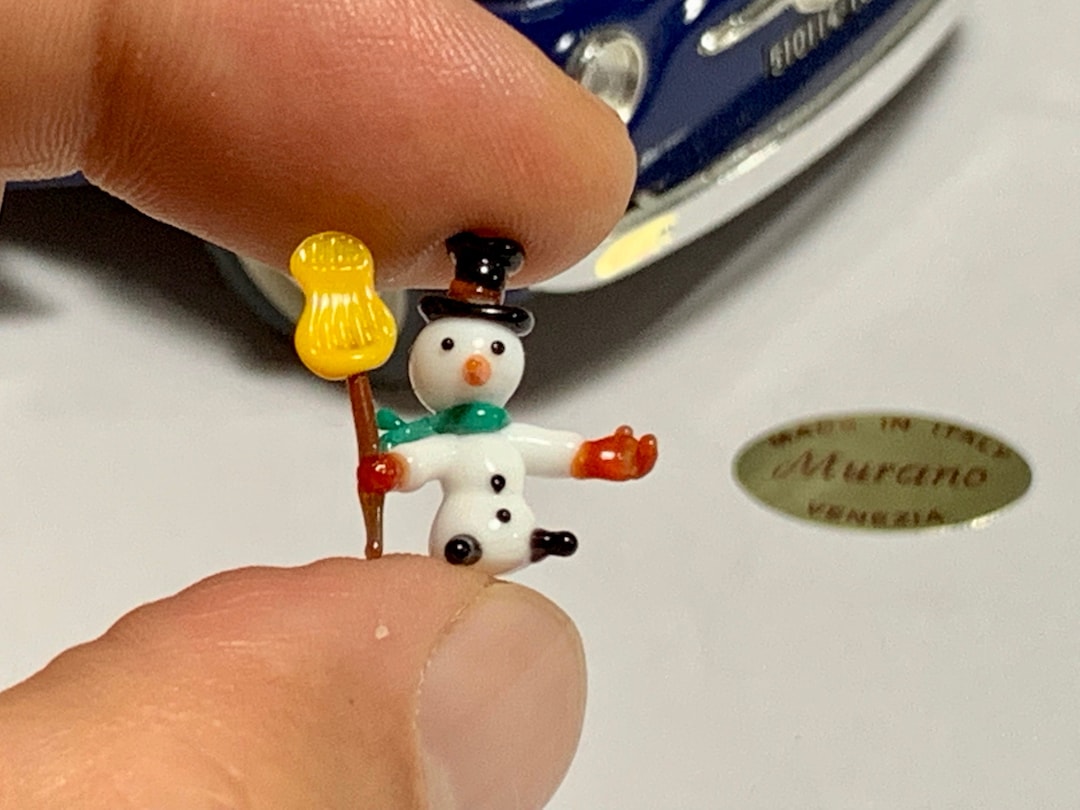 Very Little Glass Snowman Figurine Made With Murano Glass in Venice ...