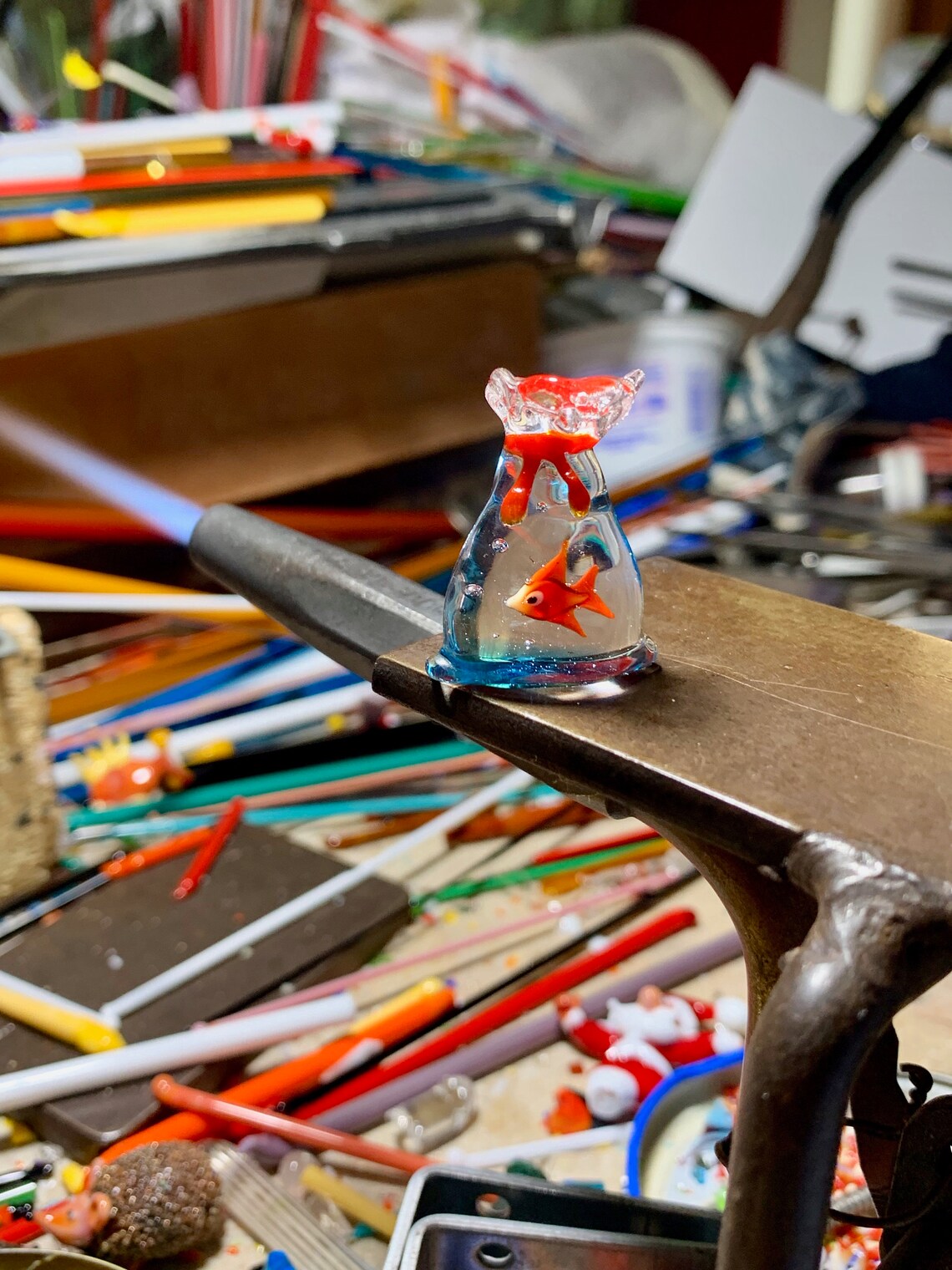 Murano Glass Goldfish Red Fish in a Bag of Water Miniature. - Etsy UK