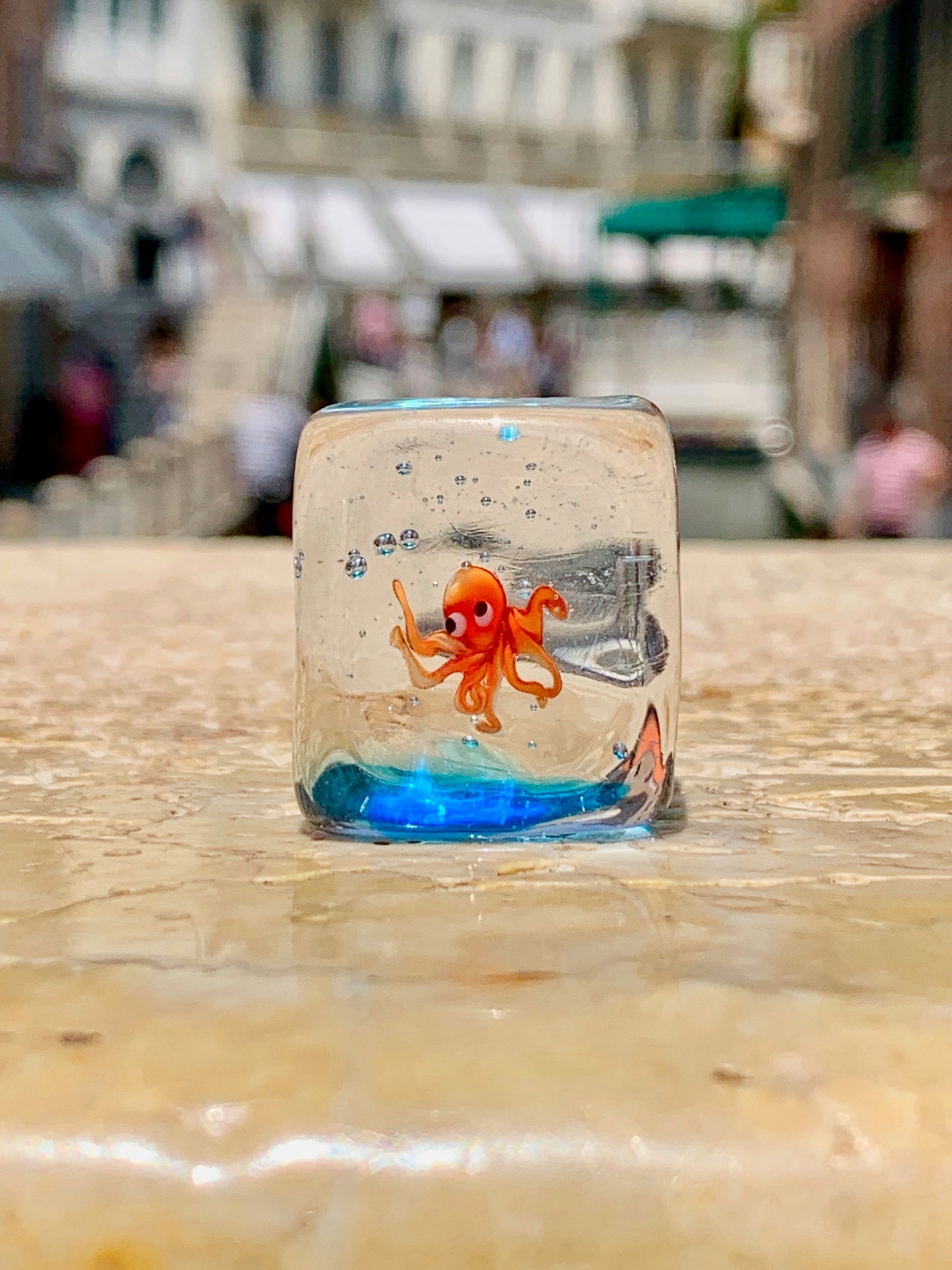 Tiny Octopus in a Cube of Glass, Murano Glass Miniature Made in Venice ...