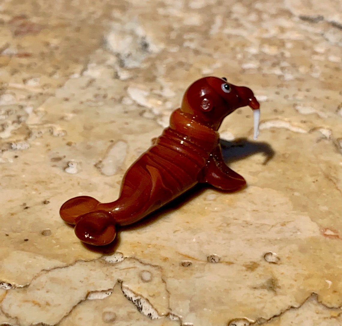 Tiny Walrus Figurine Authentic Murano Glass Miniature Made in | Etsy