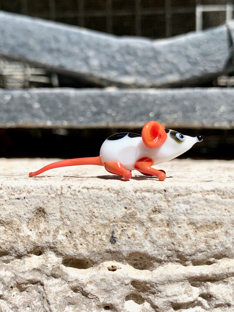 Murano Black and White Mouse Tiny Figurine Made in Venice | Etsy