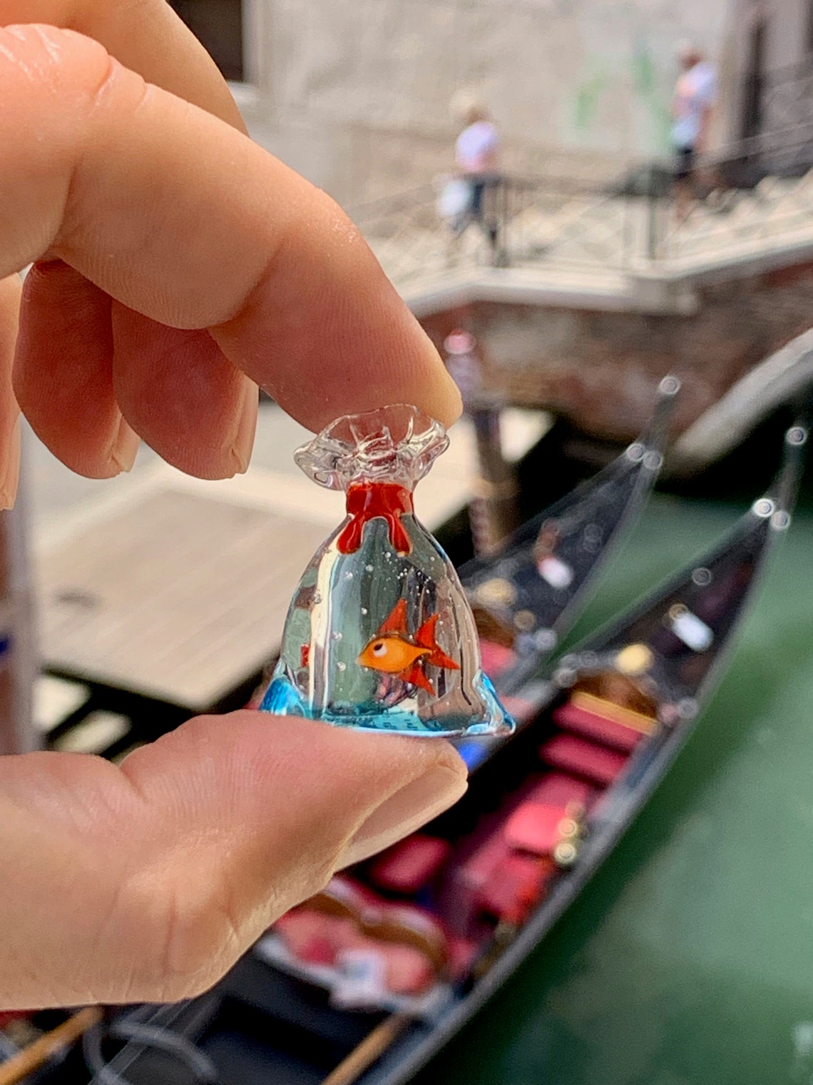 Murano Glass Goldfish Red Fish in a Bag of Water Miniature. - Etsy