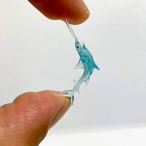 Swordfish Miniature, Murano Glass Micro Figurine Lampworked in Venice ...