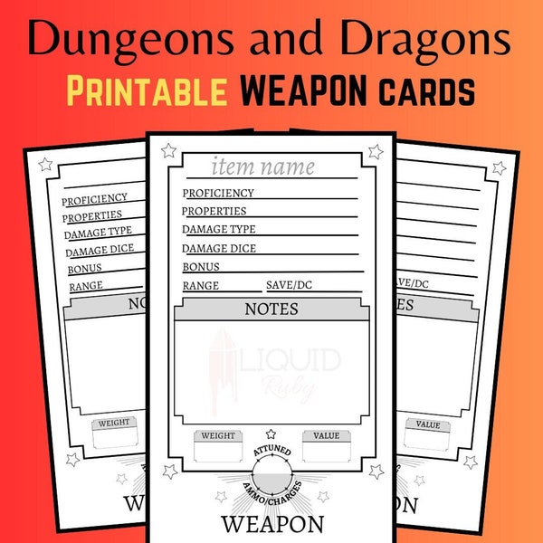 Dnd Weapon Cards - Etsy
