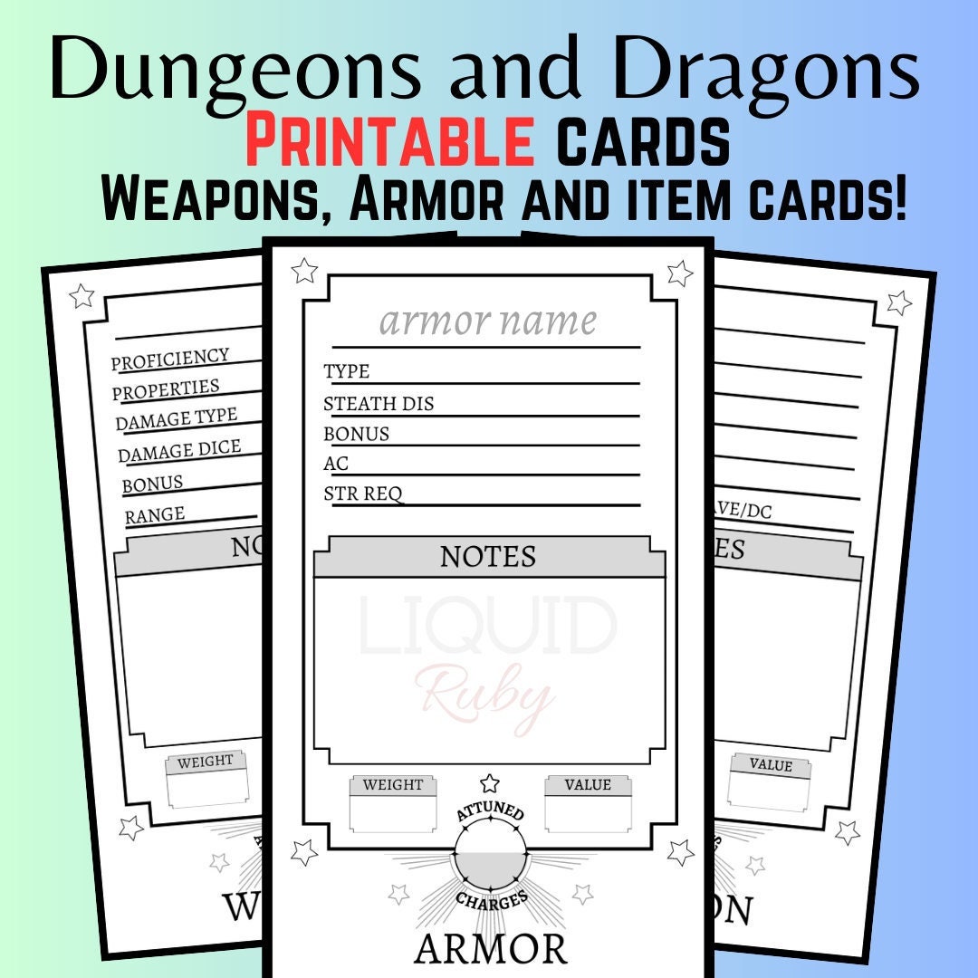Printable D&D Item Cards - Etsy
