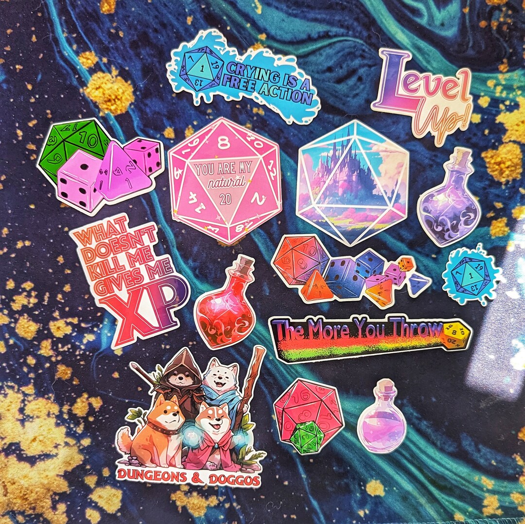 D&D Sticker Pack dice and Potions 14PC - Etsy