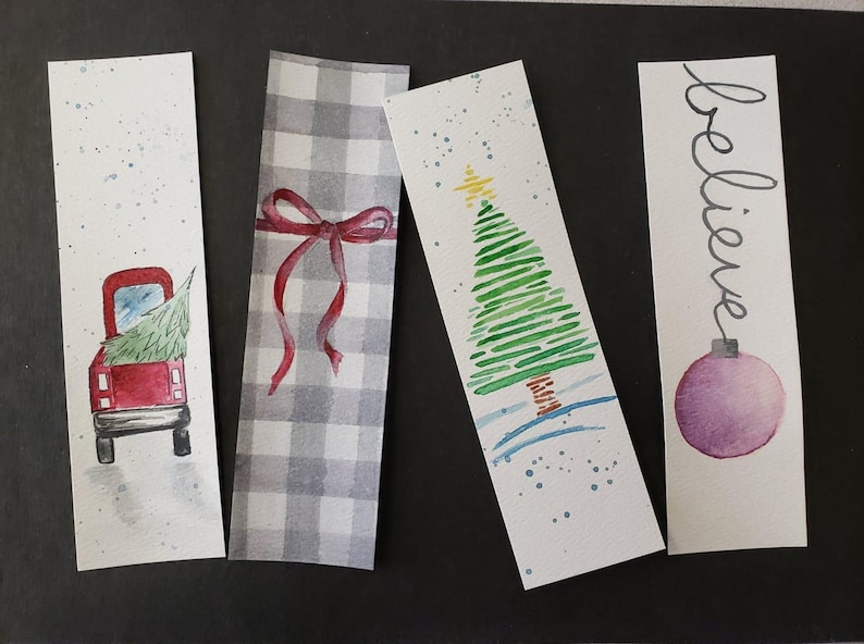 Christmas Watercolor Bookmarks -printable Holiday Bookmarks -4 ...