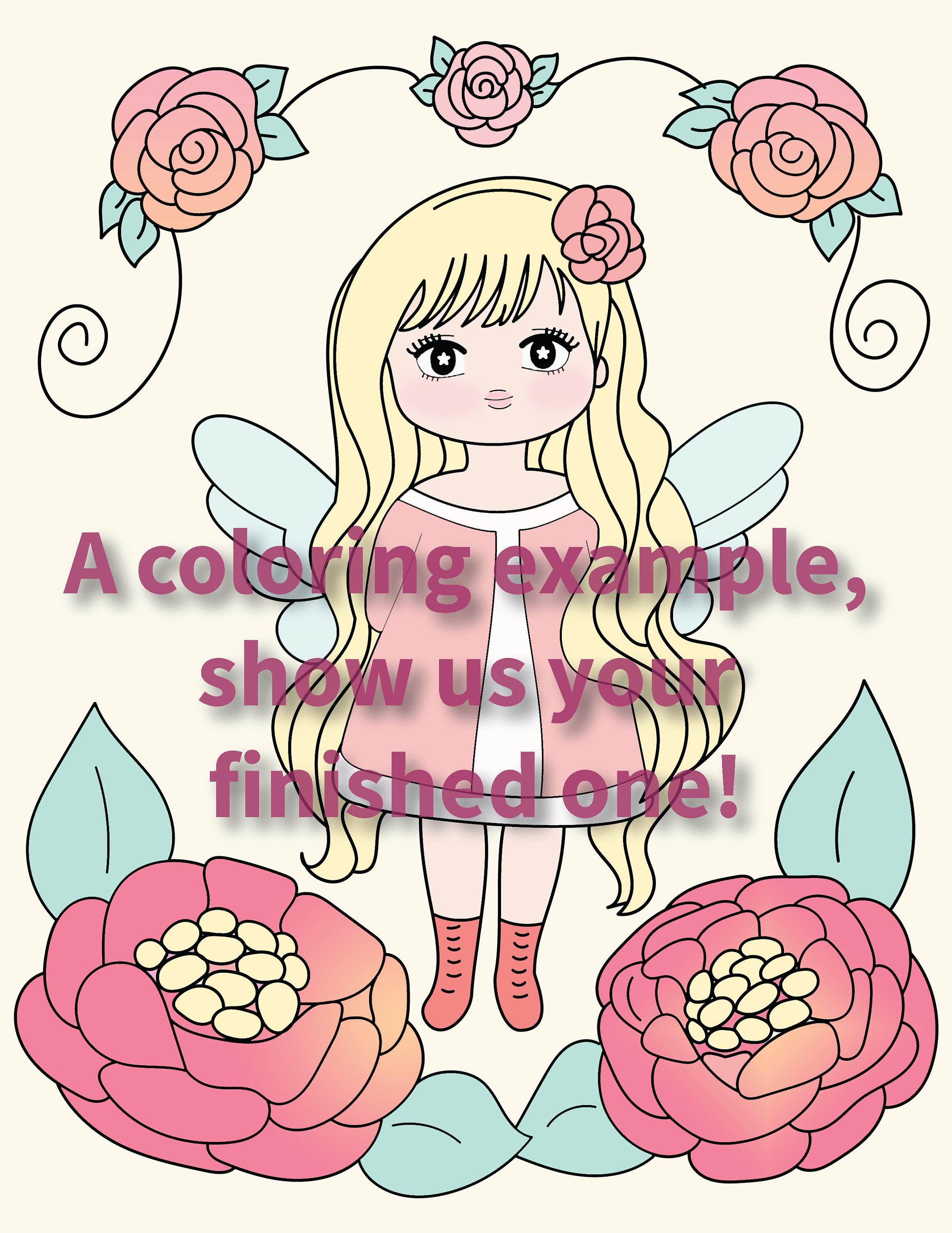 Cute Fairy, Printable Coloring Page for Kids, Coloring Page, Coloring ...