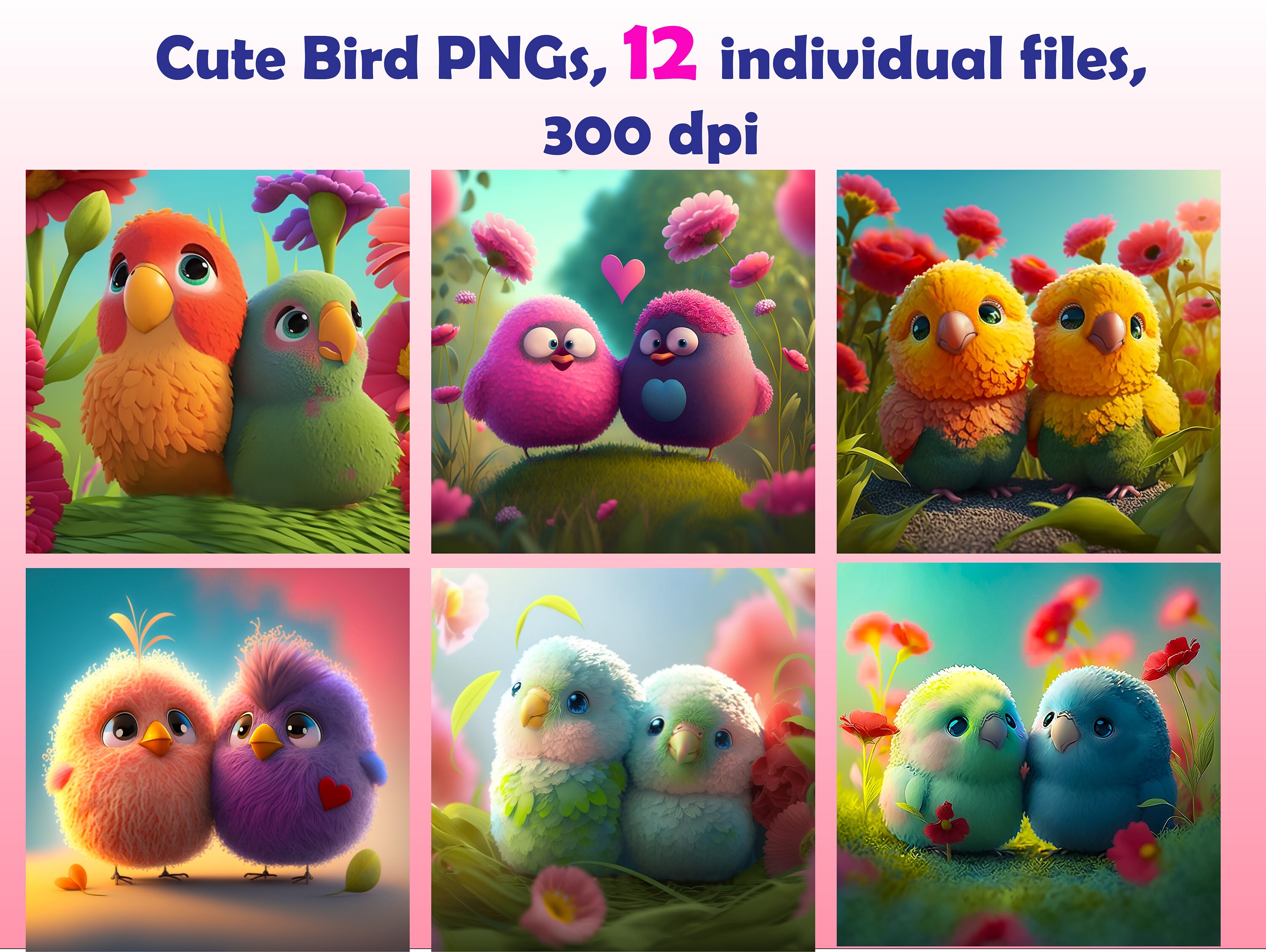 12 Valentines Day Bird Clipart Bird PNG Art Print Bundle Planner ...