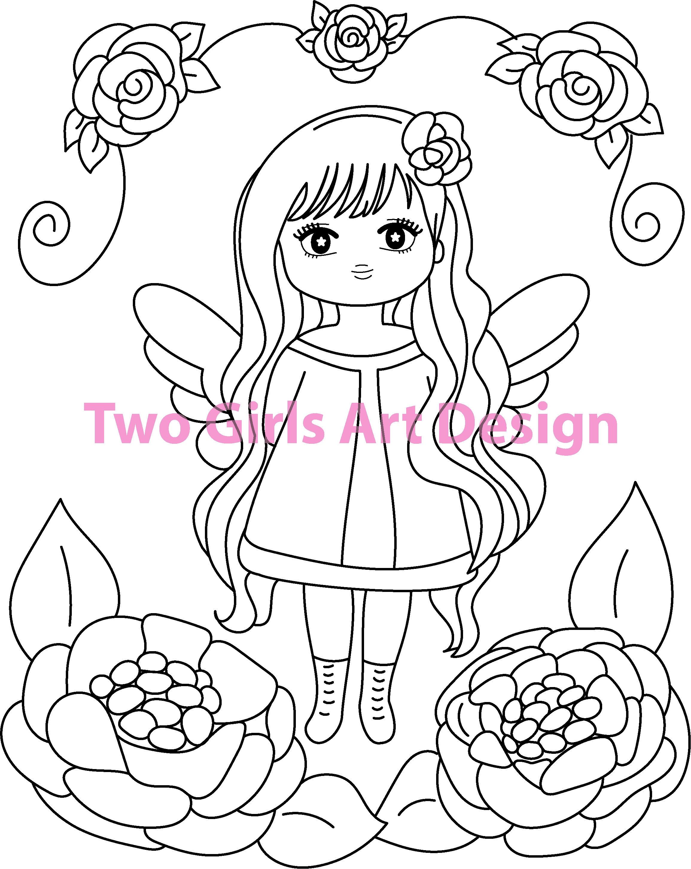 Cute Fairy, Printable Coloring Page for Kids, Coloring Page, Coloring ...