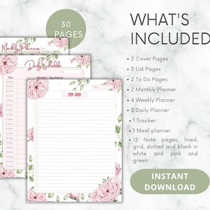Floral Printable Planner Bundle | Printable to Do List | Daily Weekly ...