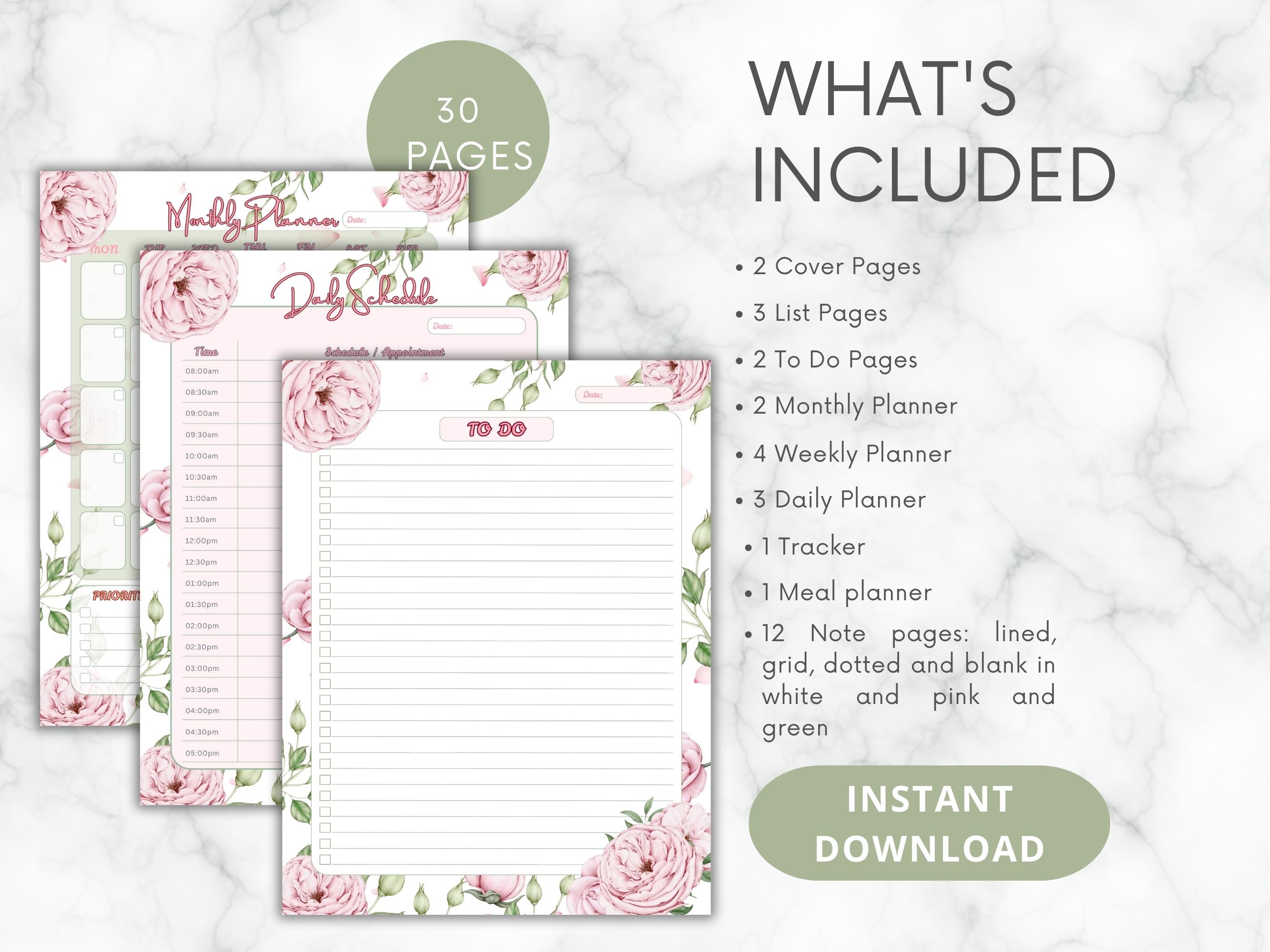 Floral Printable Planner Bundle | Printable to Do List | Daily Weekly ...