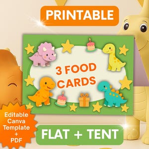 Printable Dinosaur Food Tent Label, Editable Birthday Food Card ...