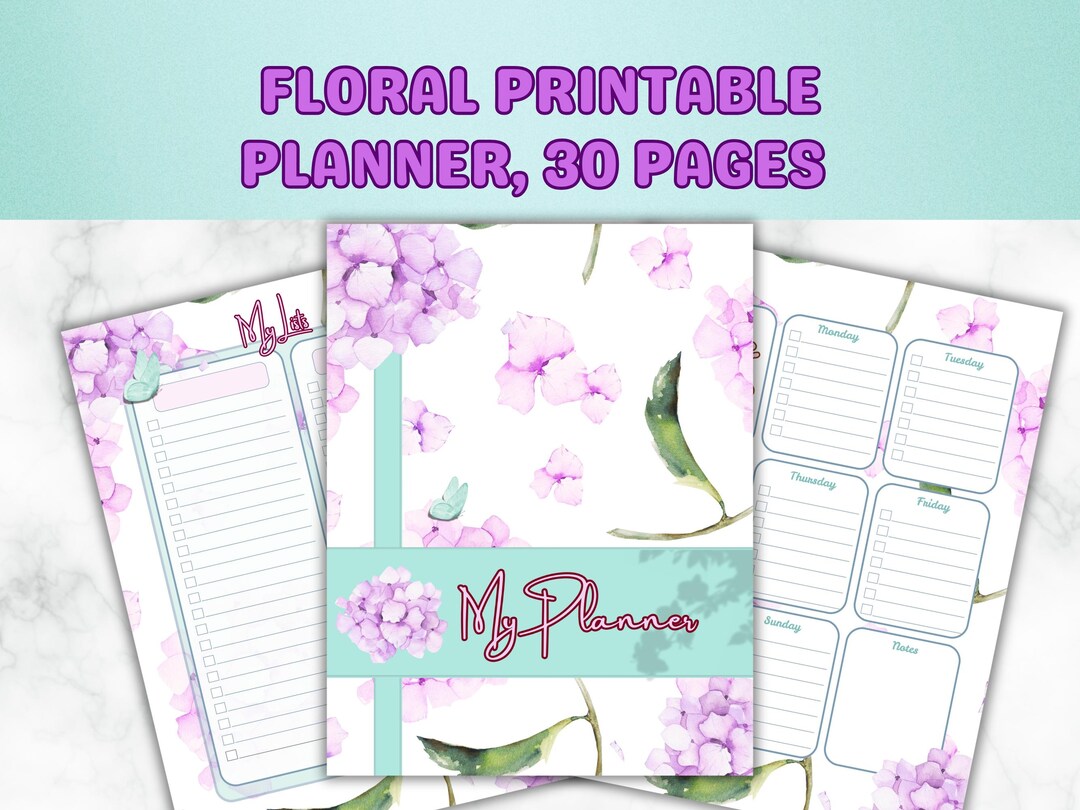 Floral Printable Planner Bundle | Printable List | Daily Weekly Monthly ...