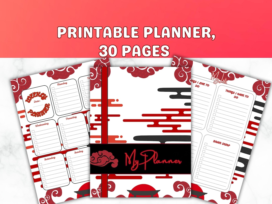 Red Printable Planner Bundle | Printable to Do List | Daily Weekly ...