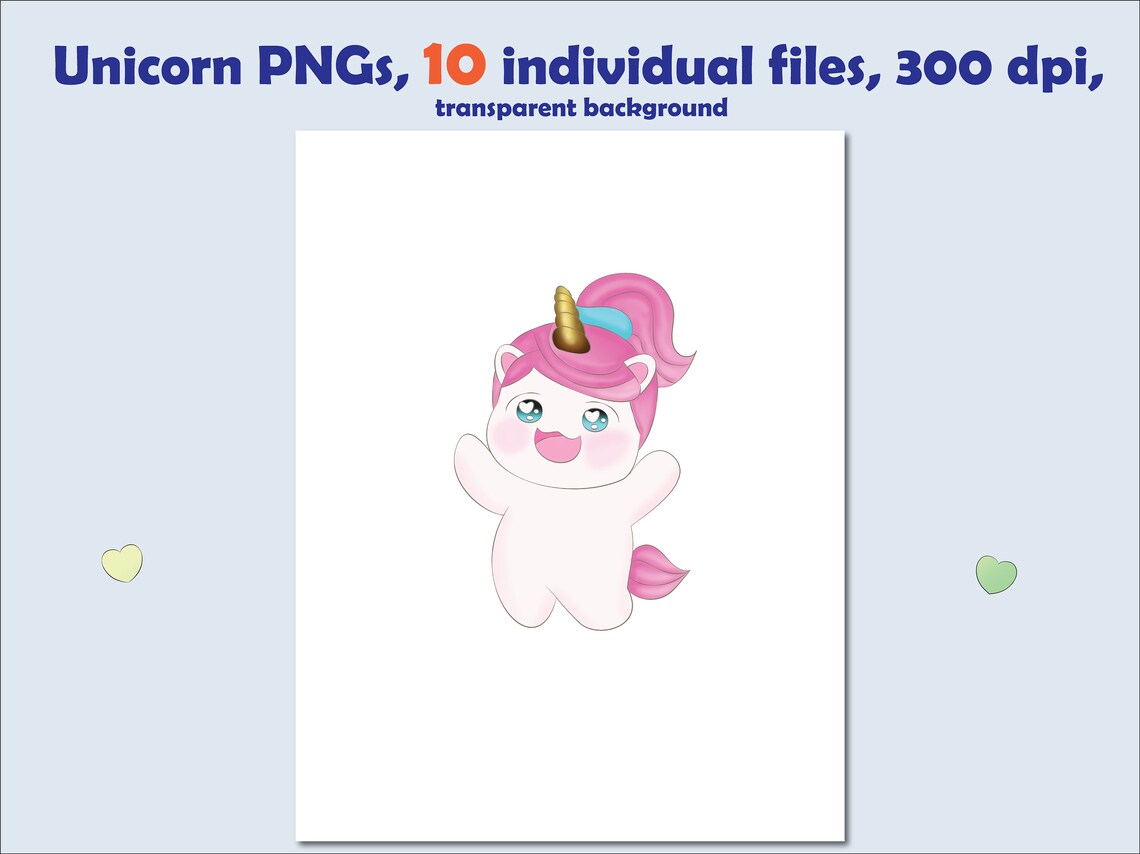 10 Unicorn Clipart Unicorn PNG Bundle Rainbow Unicorn Planner Sticker ...