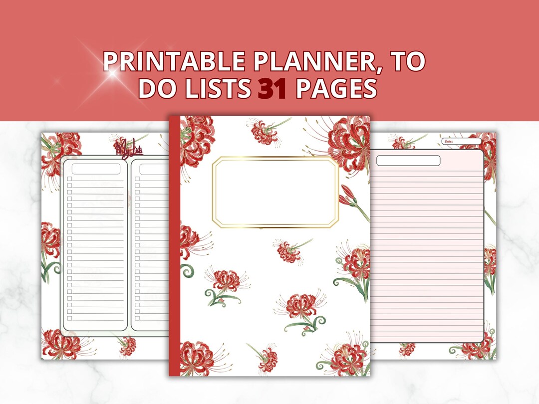 Red Floral Printable Planner Bundle | Printable to Do List | Daily ...