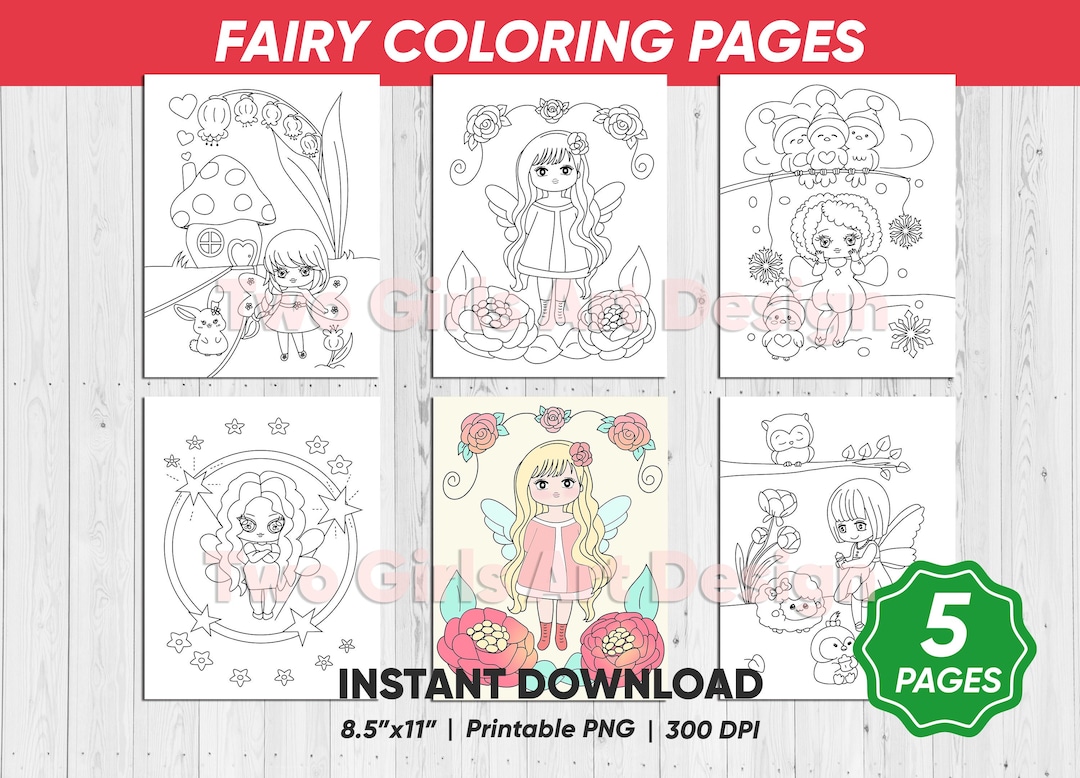 Cute Fairy, Printable Coloring Page for Kids, Coloring Page, Coloring ...
