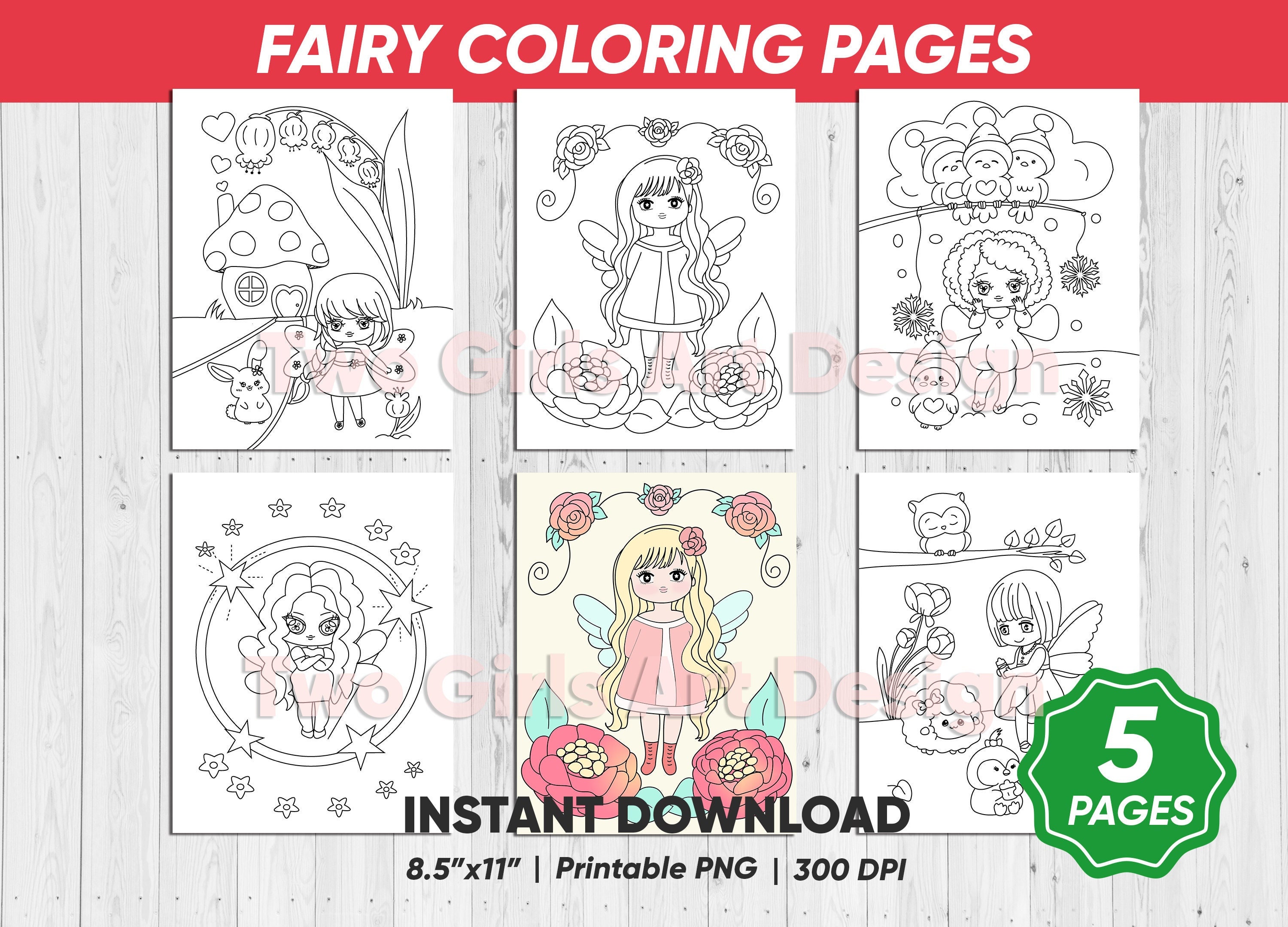 Cute Fairy, Printable Coloring Page for Kids, Coloring Page, Coloring ...