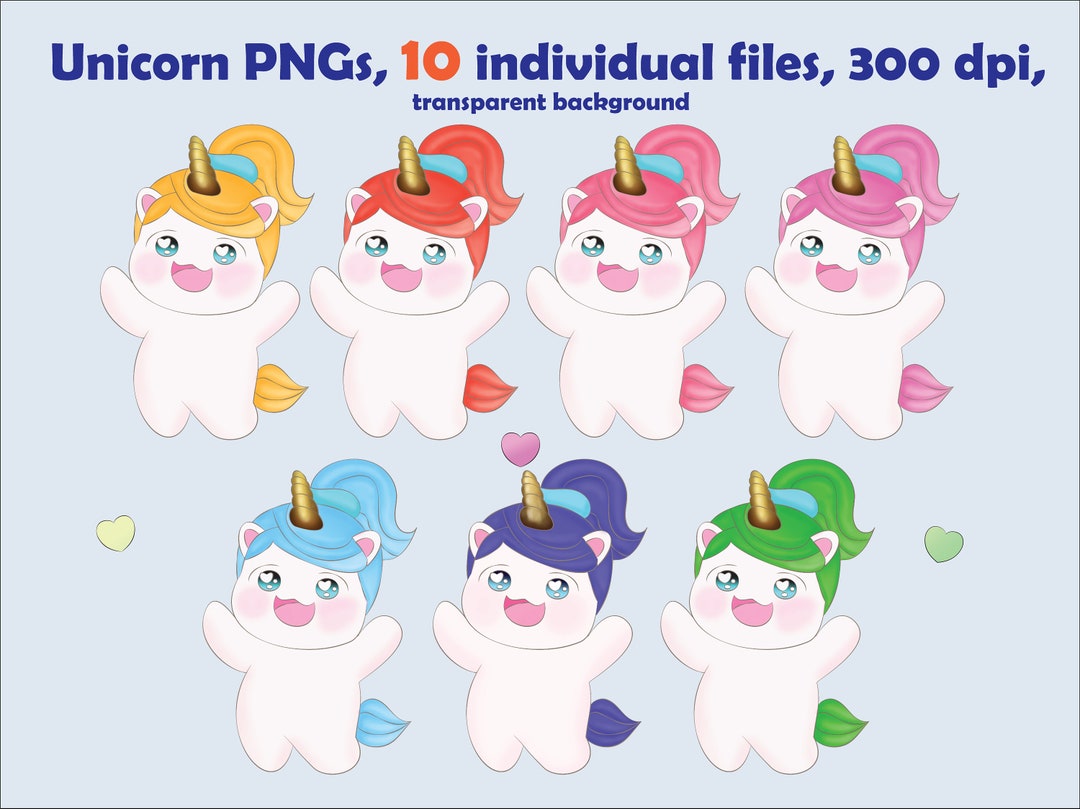 10 Unicorn Clipart Unicorn PNG Bundle Rainbow Unicorn Planner Sticker ...
