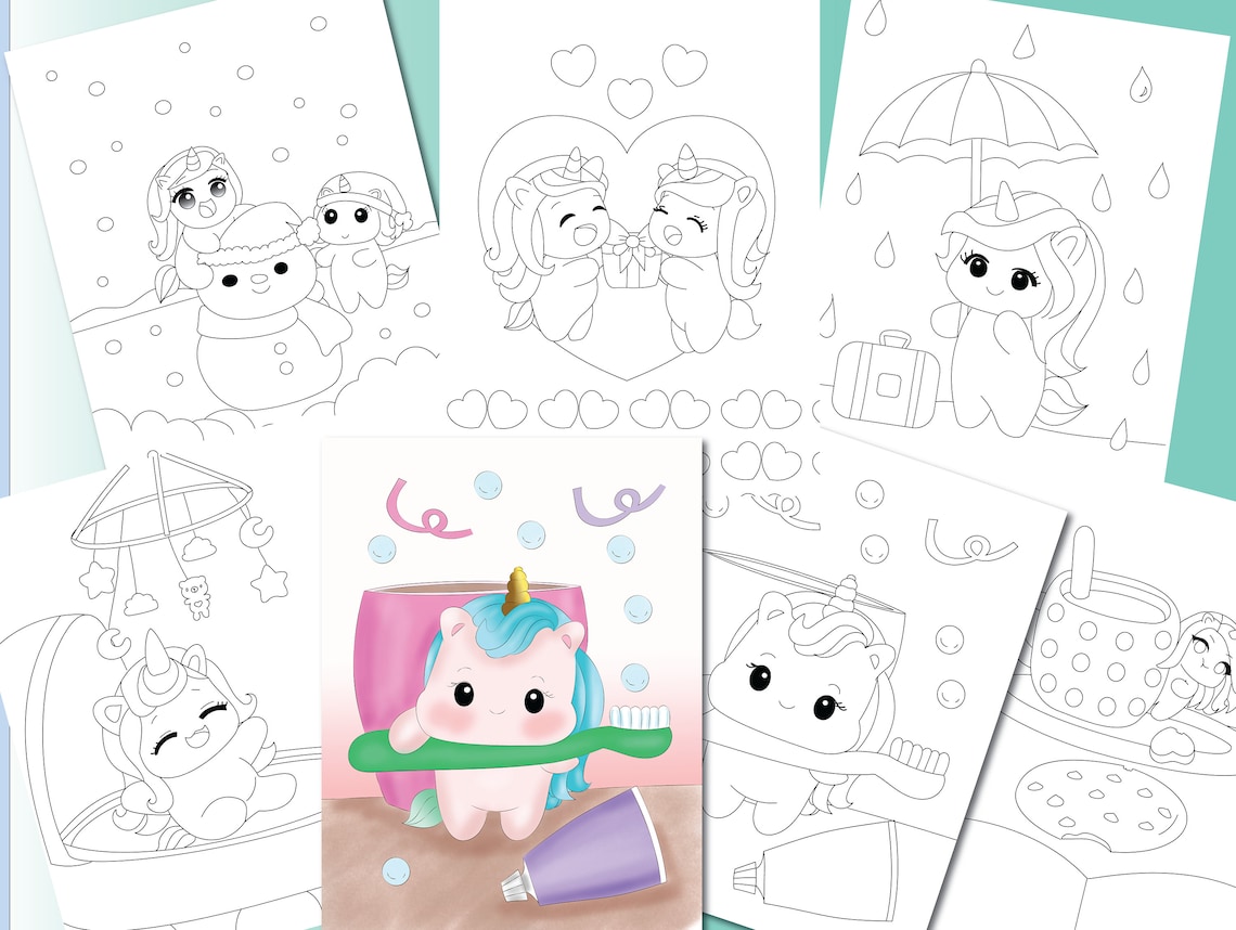 Unicorn Coloring Book Unicorn Printable Coloring Page for Kid Coloring ...