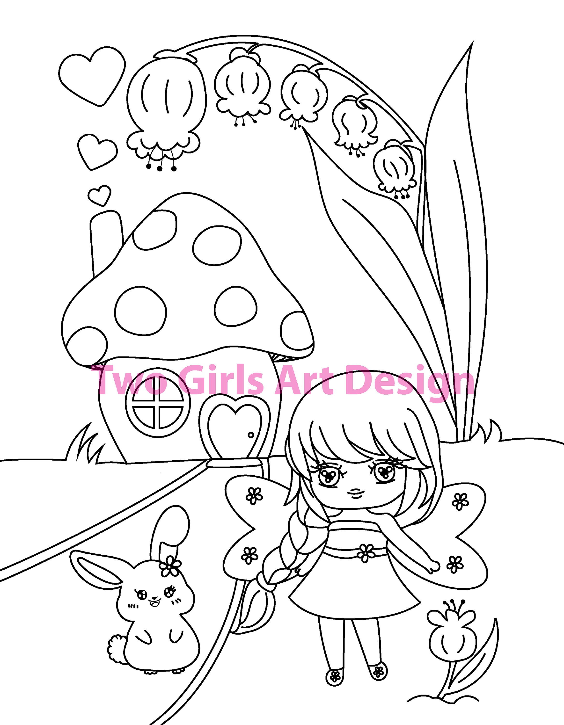 Cute Fairy, Printable Coloring Page for Kids, Coloring Page, Coloring ...