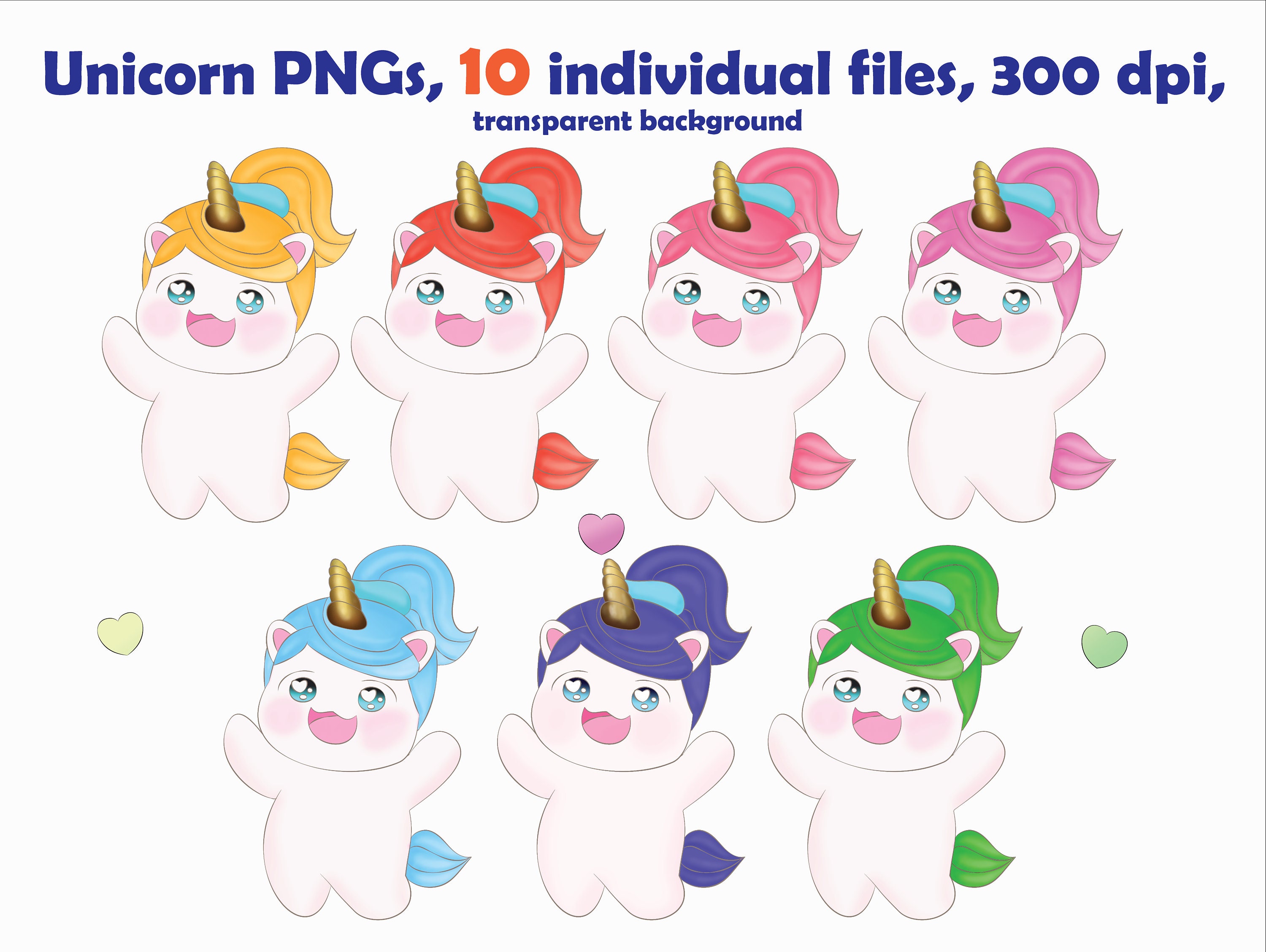 10 Unicorn Clipart Unicorn PNG Bundle Rainbow Unicorn Planner Sticker ...