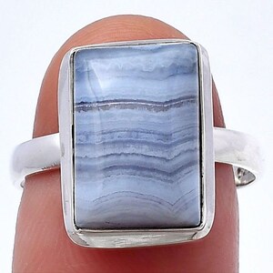 Blue Lace Agate Ring, 925 Sterling Silver Ring, Birthstone Ring, Agate ...